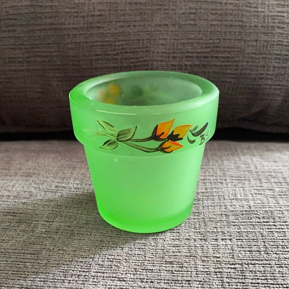 Vintage | Accents | Vtg Frosted Green Confederate Glass Hand Painted ...
